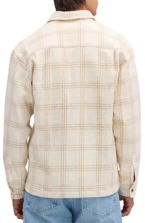 Nn07 Adwin 50059 Plaid Recycled Cotton Blend Shirt Jacket - Ivory