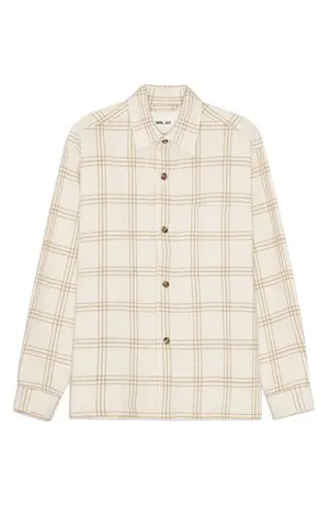 Nn07 Adwin 50059 Plaid Recycled Cotton Blend Shirt Jacket - Ivory