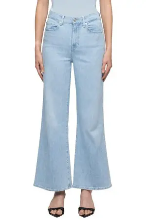 7 For All Mankind Lotta High-waist Wide Leg Ankle Jeans - Dewdrop