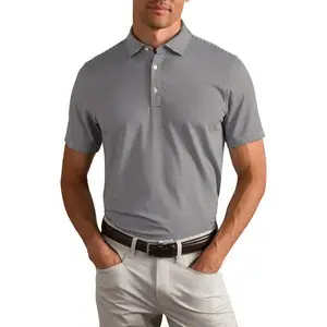 RHONE Drive Time Performance Polo Asphalt/white Stripe