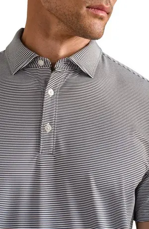 RHONE Drive Time Performance Polo - Asphalt/white Stripe