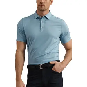RHONE Drive Time Performance Polo - Azure Blue Stripe