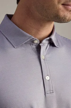 RHONE Drive Time Performance Polo - Purple Smoke Stripe
