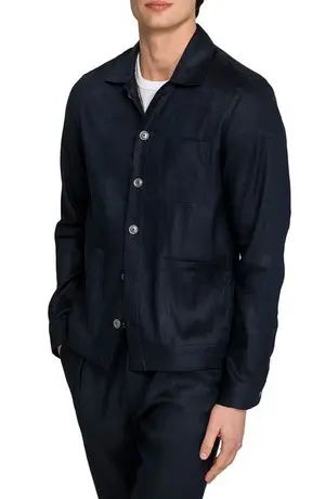 W.R.K Linen Blend Shirt Jacket - Navy