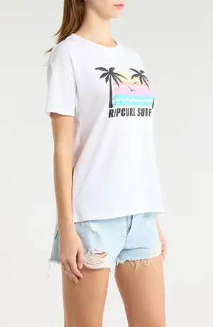 Rip Curl Malibu Relaxed Graphic T-shirt - Optical White