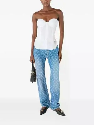 MARINE SERRE Button-fastening Bustier Top