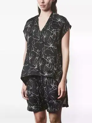 THOM KROM V-neck Marble-print Blouse
