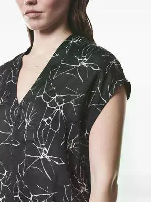 THOM KROM V-neck Marble-print Blouse
