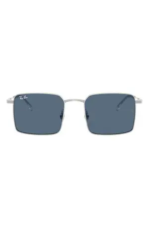 Ray-ban 50mm Square Full Rim Sunglasses Silver/dark Blue