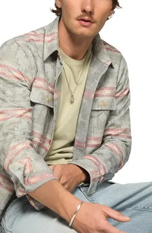 Lucky Brand Geometric Jacquard Cotton Button-up Overshirt