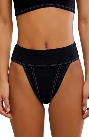 Free People Dylan High-waist Bikini Bottom - Black