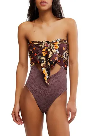 Free People Miley Convertible One-piece Swimsuit - Golden Hour/fudgesic