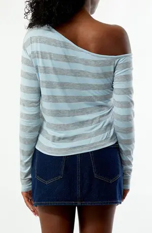 PACSUN Stripe Off-the-shoulder Top