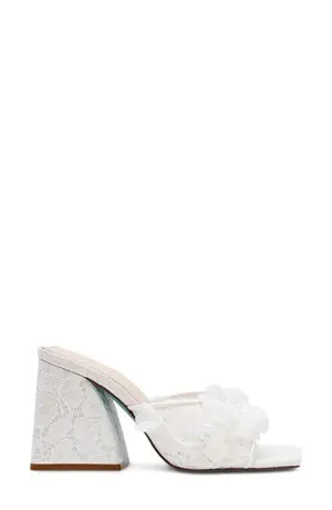 Betsey Johnson Heath Floral Tulle Slide Sandal - Ivory