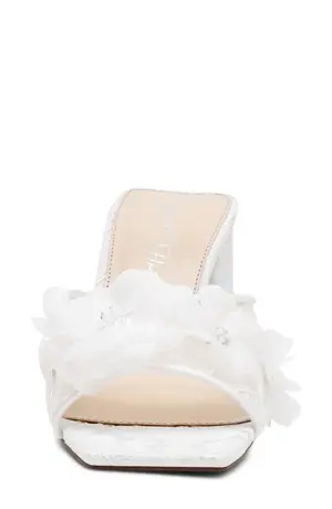 Betsey Johnson Heath Floral Tulle Slide Sandal - Ivory