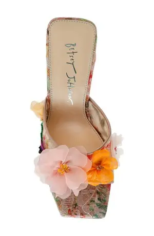 Betsey Johnson Heath Floral Tulle Slide Sandal - Pink Multi