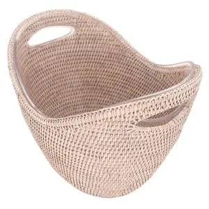 ARTIFACTS TRADING COMPANY™ Artifacts Rattan Champagne Bucket With Acrylic Insert - White Wash