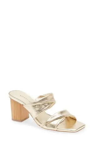 KOKO + PALENKI Alia Ruched Slide Sandal - Gold Metallic Leather