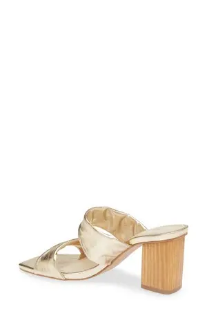 KOKO + PALENKI Alia Ruched Slide Sandal - Gold Metallic Leather