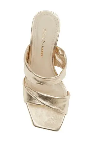 KOKO + PALENKI Alia Ruched Slide Sandal - Gold Metallic Leather