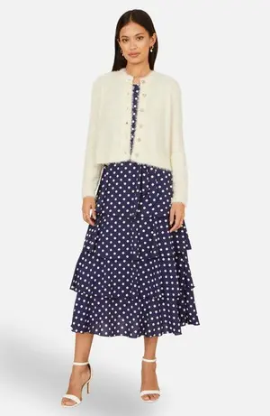 YUMI Eyelash Knit Long Sleeve Cardigan