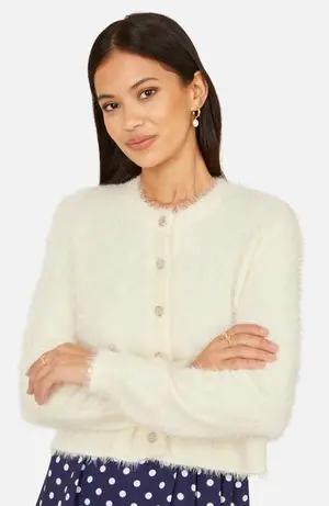 YUMI Eyelash Knit Long Sleeve Cardigan