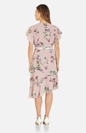 YUMI Printed Midi Wrap Dress With Belt