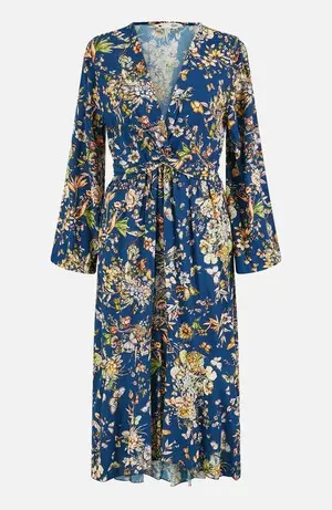 YUMI Tie Knot Front Floral Midi Dress