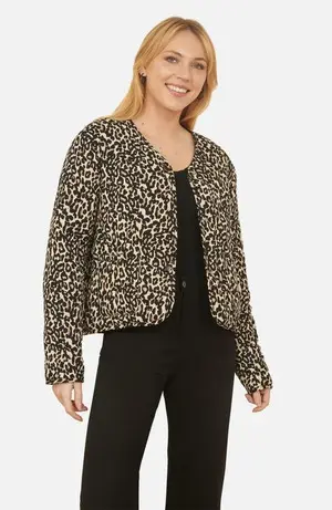 YUMI Leopard Print Boxy Jacket