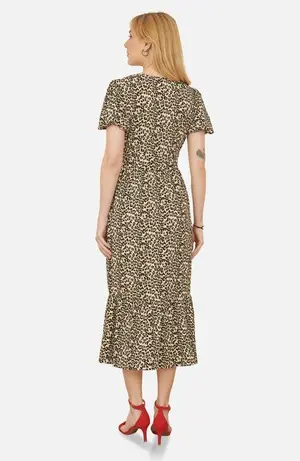 YUMI Pleated Button Through Midi Dress