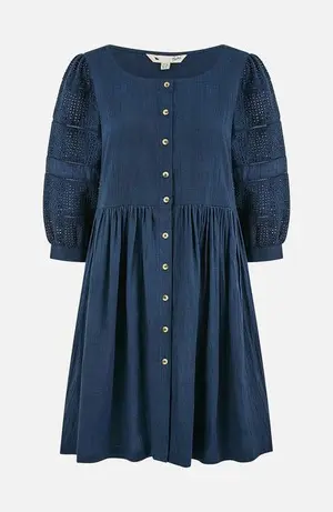 YUMI Broderie Anglaise Puff Sleeve Tunic Dress