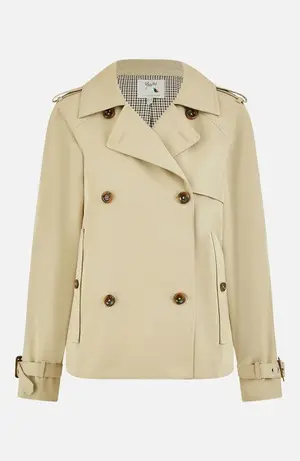 YUMI Cropped Trench Jacket With Pockets - Beige