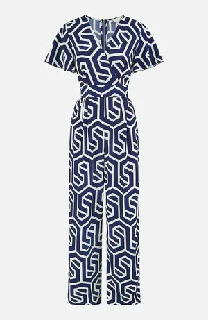 YUMI Sculpting Wrap Wide Leg Maxi Jumpsuit