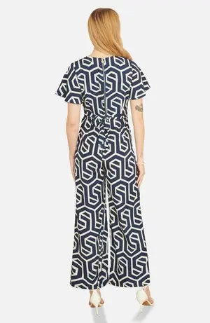 YUMI Sculpting Wrap Wide Leg Maxi Jumpsuit