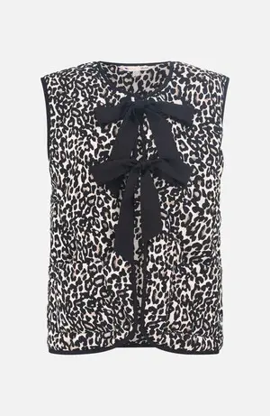 YUMI Sleeveless Bow-tie Leopard Waistcoat