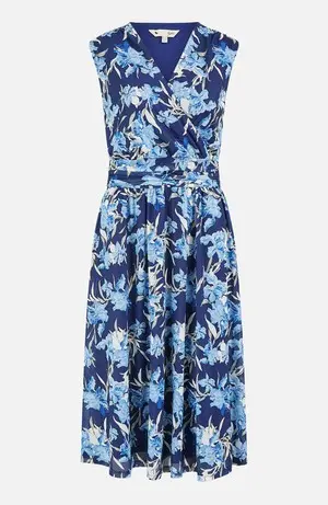 YUMI Floral Wrap V-neck Midi Dress