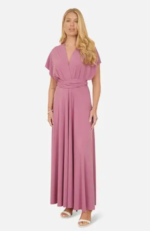 YUMI Jersey Stretch Multiway Maxi Dress - Pink