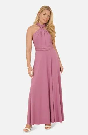 YUMI Jersey Stretch Multiway Maxi Dress - Pink