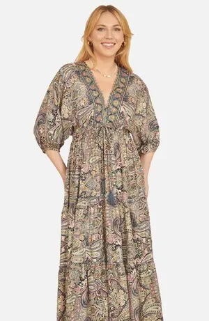 YUMI Paisley Print Midi Dress