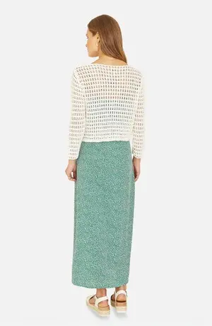 YUMI Crochet Cotton Twisted Bolero Cardigan - Ivory