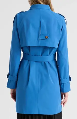 NVLT Belted Double Breasted Trench Coat - Denim Blue