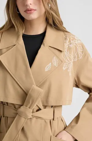 NVLT Embroidered Belted Trench Coat