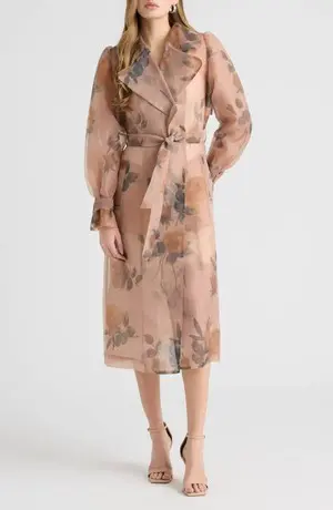 NVLT Organza Trench Coat - Floral
