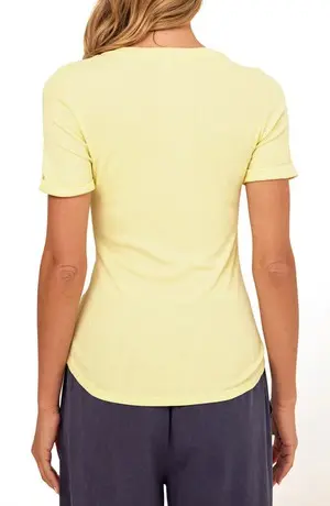 THREADS 4 THOUGHT Akia Feather Rib T-shirt - Lemonade/high Tide
