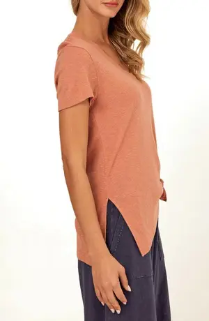 THREADS 4 THOUGHT Textured Slubbed T-shirt - Peach
