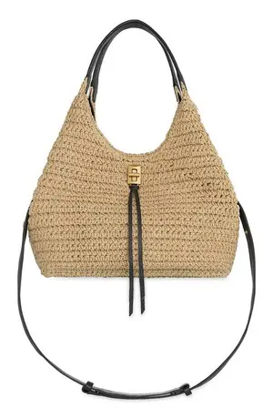 Rebecca Minkoff Darren Straw Carrysome Bag - Natural/black
