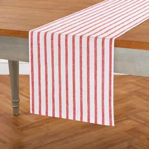 SOLINO HOME Linen Table Runnermadison Stripe - Red And White