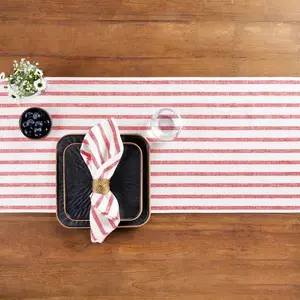 SOLINO HOME Linen Table Runnermadison Stripe - Red And White