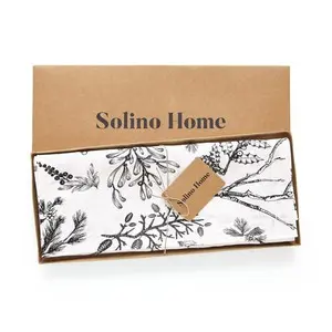 SOLINO HOME Linen Table Runnerwinter Forest - Black/white