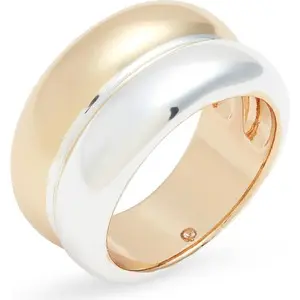 Nordstrom Demi Fine Two-tone Rounded Band Ring - 14k Goldterling Plated